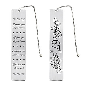 Jzxwan Happy 67th Birthday Gifts for Women Men, 67 Year Old Birthday Bookmark Gift for Him Her, Happy 67 Yr Bday Book Mark for Female Male, 1957 Bd Present, 67 th Birthday Card Decoration