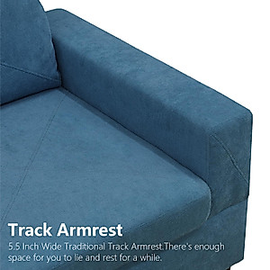 SIENWIEY Velvet Convertible Sectional Sofa，Fabric Combination Sectional Couch L Shaped Sofa 4 Pieces for Living Room Furniture Apartment Living Room,Blue