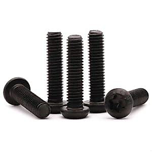 M5-0.8 x 12mm Black Button Torx Drive Head Machine Screws, Class 10.9 Alloy Steel, Full Thread, Black Oxide Finish, 60 Pcs