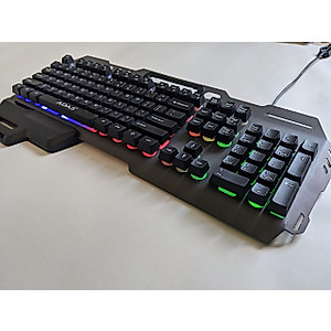 Illuminated Gaming Keyboard Model M-1000, Ergonomic Design, Waterproof and Anti-Skid Design, Support Multiple System, Constant Light/Breathing Mode Switch, Strong USB Cable 1.5m (5 ft.)
