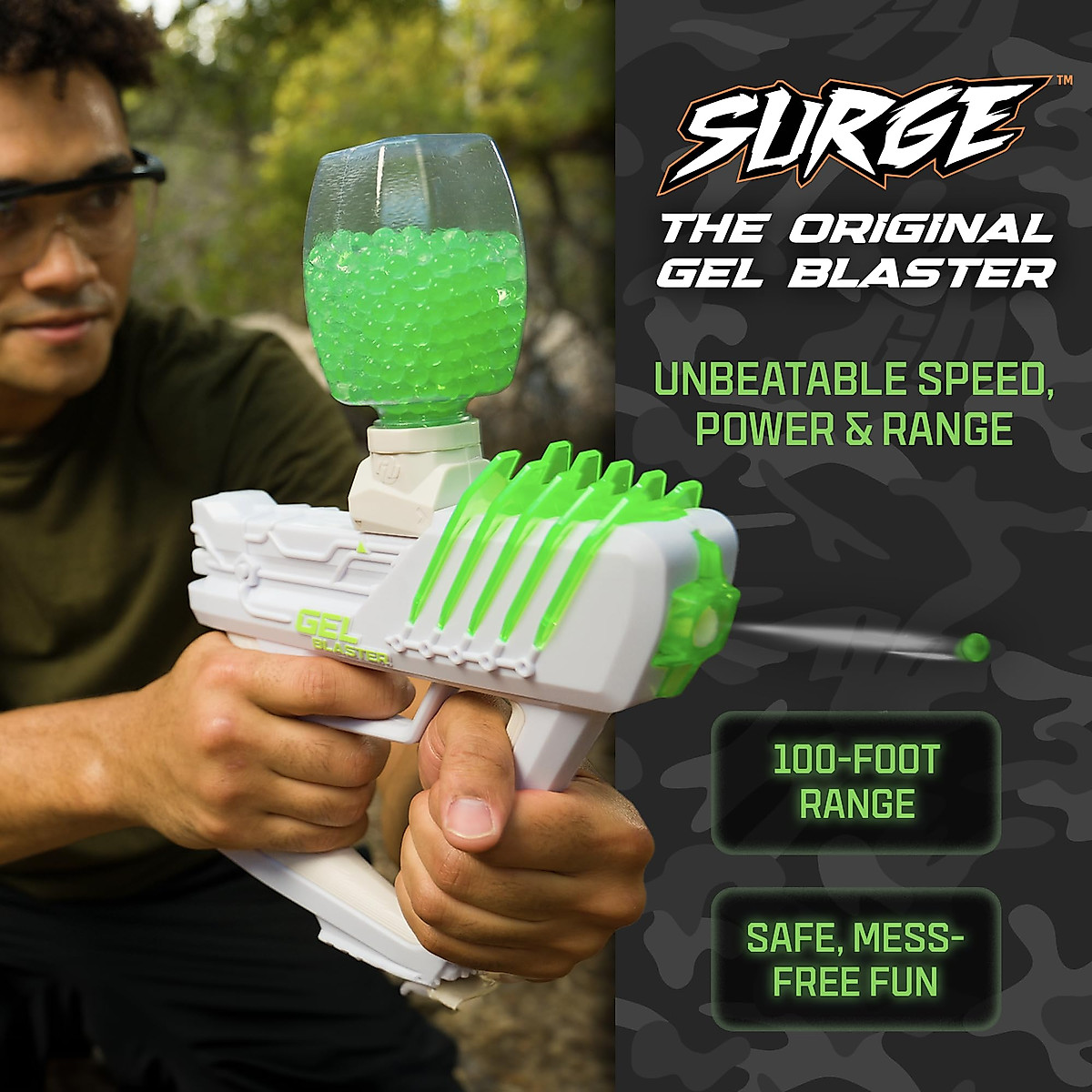 The Original Gel Blaster Surge - Extended 100+ Foot Range - Toy Gel Blasters with Water Based Beads - Semi & Automatic Modes with Powerful 170 FPS - Outdoor Games & Toys - Ages 14+
