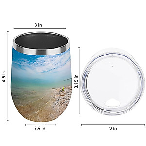 silichee 12 Oz Stainless Steel Tumbler Cups Water Bottle with Lid the Shore the Dead Sea Going into Horizon Insulated Tumblers Vacuum Coffee Mugs for Cold and Hot Drinks,Coffee,Wine