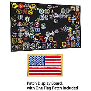 Tactical Patch Display Panel Holder Board for Military Army Combat Morale Uniform Hook and Loop Emblems, 43 Inches x 27.5 Inches (Large), with 1 Flag Patch Included