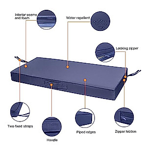 Faible Poisson Outdoor Cushion Covers, 36 x 18 Inch Water Resistant Bench Cushion Cover with Handle and Anti-Slip Straps Replacement Cushions Covers for Patio Backyard Furniture, Dark Blue