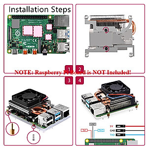 GeeekPi Fan for Raspberry Pi 4, Ultra Thin ICE Tower Cooler for Raspberry Pi, PWM Cooling Fan with Aluminum Heatsink for Raspberry Pi 4 Model B Only