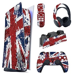 PlayVital Black Green Camouflage Full Set Skin Decal for PS5 Console Digital Edition, Sticker Vinyl Decal Cover for PS5 Controller & Charging Station & Headset & Media Remote