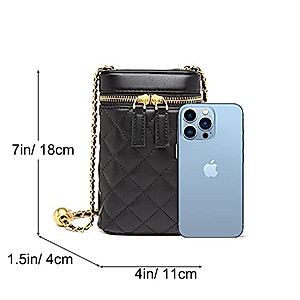 Dboar Women Mini Quilted Purses, Small Crossbody Black Shoulder bag, Trendy Clutch with Chain Strap Leather (Mini, Black)