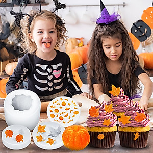 7 Pcs Pumpkin Candle Molds, Halloween Silicone Mold for DIY Craft Making Decoration Supplies, Thanksgiving Maple Mold and Ghost Mold for Candle, Chocolate, Candy, Clay, Soap, Butter Crafting Projects