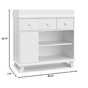 Storkcraft Modern Nursery Changing Table Dresser (White with White) – GREENGUARD Gold Certified, Baby Dresser With Changing Table Top, Dresser for Nursery, Changing Table With Drawers