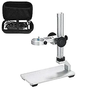 Jiusion Aluminium Alloy Universal Adjustable Professional Base Stand Holder Desktop Support Bracket with Portable Carrying Case for USB Digital Microscope Endoscope Magnifier Camera