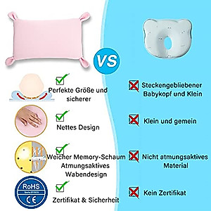 Breathable Children Pillow with Soothering Bunny Ears Memory Foam Kids Sleeping Pillows (Pink Modal)