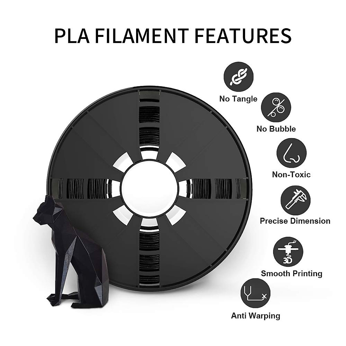 NOVAMAKER PLA Filament 1.75mm 3D Printer Filament, Black, 1kg Spool(2.2lbs), Yellow Gold, Dimensional Accuracy +/- 0.03mm, Fit FDM 3D Printer and 3D Pen