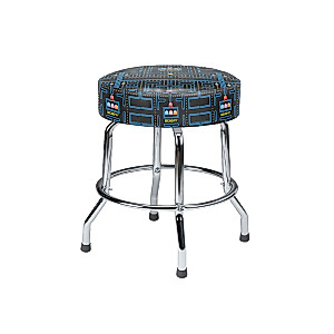 Namco Pac Man Pixel Bash Arcade Style Cocktail Table Game Woodgrain with 2 Pac Man Stools