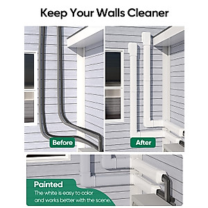 Plusluck 4" 7.5Ft Mini Split Line Set Cover Kit PVC Decorative Pump Covers AC Line Cover for Outside Units Air Conditioners & Heat Pump