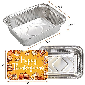 WorldBazaar Thanksgiving Aluminum Containers with Lids 36PCS Thanksgiving Leftover To Go Containers Disposable Fall Turkey Foil Pans Food Sacks Storage Thanksgiving Party Supplies