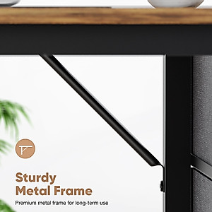 Sweetcrispy Small Computer Desk with Drawers 40 Inch Office Writing Work Kids Study 2-Tier Wood Corner Table with Storage Drawers Shelf for Bedroom Home Office - Rustic Brown