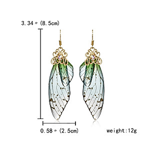 BELLA-Bee Butterfly Wing Drop Dangle Earrings Gold Plated Crystal Rhinestone for women wedding Jewelry (Green)…
