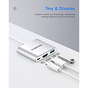 LENTION 3-in-1 USB C Hub with 100W Power Delivery, USB 3.0 & 4K HDMI for 2022-2016 MacBook Pro, New Mac Air/Surface/Chrome/Steam Deck, More, Stable Driver Adapter (CB-C14, Silver)