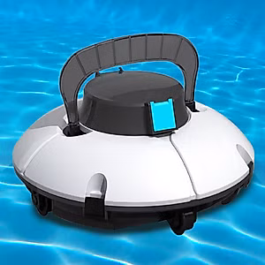 Yoyomax Cordless Robotic Pool Cleaner, Auto Dock Self Parking w/Dual-Drive Motors, Lightweight, IPX8 Waterproof, Perfect for Above-Ground/In-Ground Flat Pools up to 40FT (Lasts 60 Mins) White