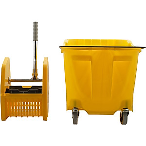 SPARTA OmniFit Mop Bucket with Down Press Wringer, Plastic, 35 Quarts, Yellow