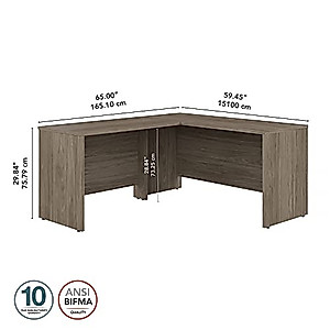 Bush Business Furniture Studio C L Shaped Desk with 42W Return, 60W x 24D, Modern Hickory