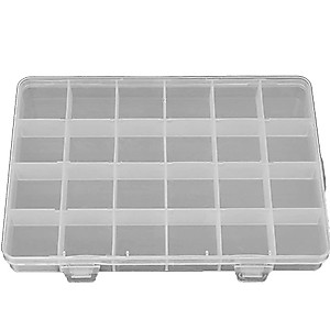 Transparent 24 Compartments Plastic Box Case Jewelry Bead Storage Container Craft Organizer with Divider and Compartments for Earring Rings Necklaces Bracelet Anklet