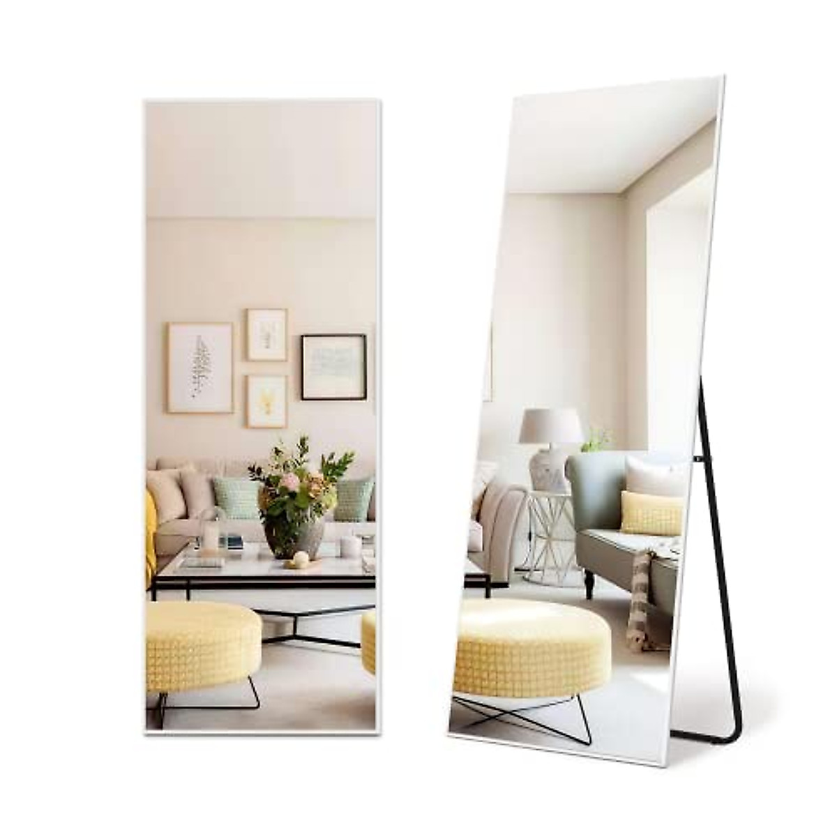 NicBex Full Length Mirror, 64x21 Inch Aluminum Alloy Frame Large Wall Mirror, Vanity Mirror, Dressing Mirror for Living Room,Bedroom ,White