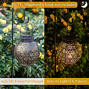 Solar Lantern Outdoor Garden Decor- 2 Pack OxyLED Lanterns Waterproof Decorative Retro Metal Solar Powered Lights with Hanging Handle for Table Patio Yard Backyard Pathway Walkway Christmas