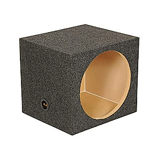 QPower 12 Inch Heavy-Duty Single Sealed Carpet Covered Durable Car Audio Vehicle Subwoofer Enclosure Woofer Box, Charcoal Gray