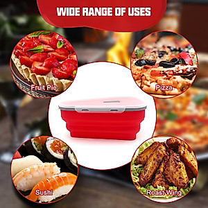 bkkbt Collapsable Pizza Storage Container - Reusable Pizza Box with 5 Microwaveable Serving Trays, Pizza Leftover Container Storage Space Saver, Microwave and Dishwasher Safe