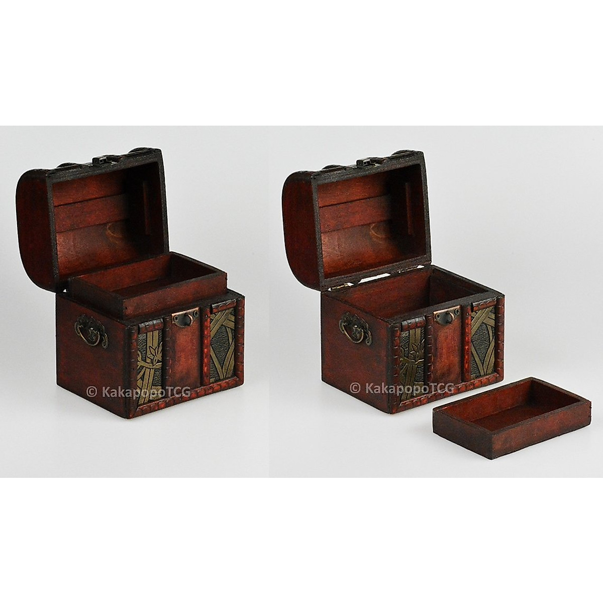 KakapopoTCG Elven Chest (Chainmail) Lockable Wood Deck and Counter Box Trading Cards MTG Magic FaB TCG YGO PTCG EDH Commander Box Dice Box DnD Spell Card Box