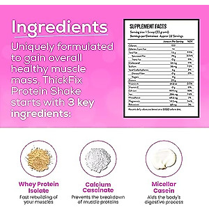 Gluteboost ThickFix Curve Enhancing Weight Gainer Shake - Grass-Fed Whey Protein Powder with Amino Acids - Increase Curves and Muscle Mass - Volumizer Supplement for Women - Creamy Vanilla