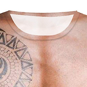 baskuwish Men T-Shirts, Fashion Funny 3D Muscle Printed Short Sleeve Shirts O-Neck Tees Funny Body Print T-Shirt for Men (XL, Brown)