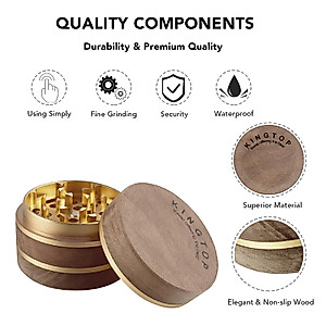 KINGTOP Grinder, 2.5" Walnut & Aluminum Grinder
