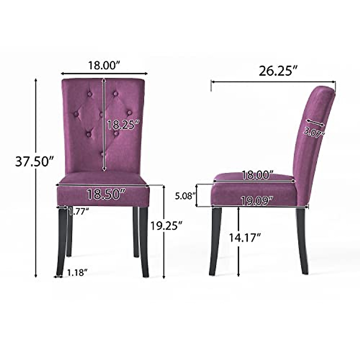 Christopher Knight Home Nyomi Fabric Dining Chair, Deep Purple(pack of 2)