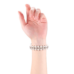 fastgo Compatible with Apple Watch Band Pearl Series 9 8 41mm, Women Fancy Handpicked Beaded Elastic Bracelet, Jewelry Stretch Pearl Strap for Iwatch SE Series 8/7/6/5/4/3/2/1(Pure White, 38/40/41mm)