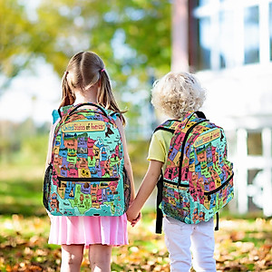 United States Map Backpack for Boys Girls School Backpacks Animal World Kids Bookbag 3rd 4th 5th Grade Laptop Daypacks 16x11.4x6.9in