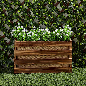 Artificial Outdoor Flowers with Eucalyptus Leaves for Gardens (White, 6 x 13.5 Inches, 8 Bundles)