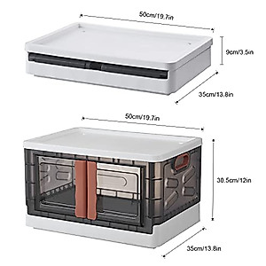 Storage Bins with Lids - Stackable Plastic Storage Bins with Wheels, Folding Box with Open Front Doors, 4 Pack Collapsible Closet Storage Box for Organizer Extremely Durable, Office Storage Cabinet