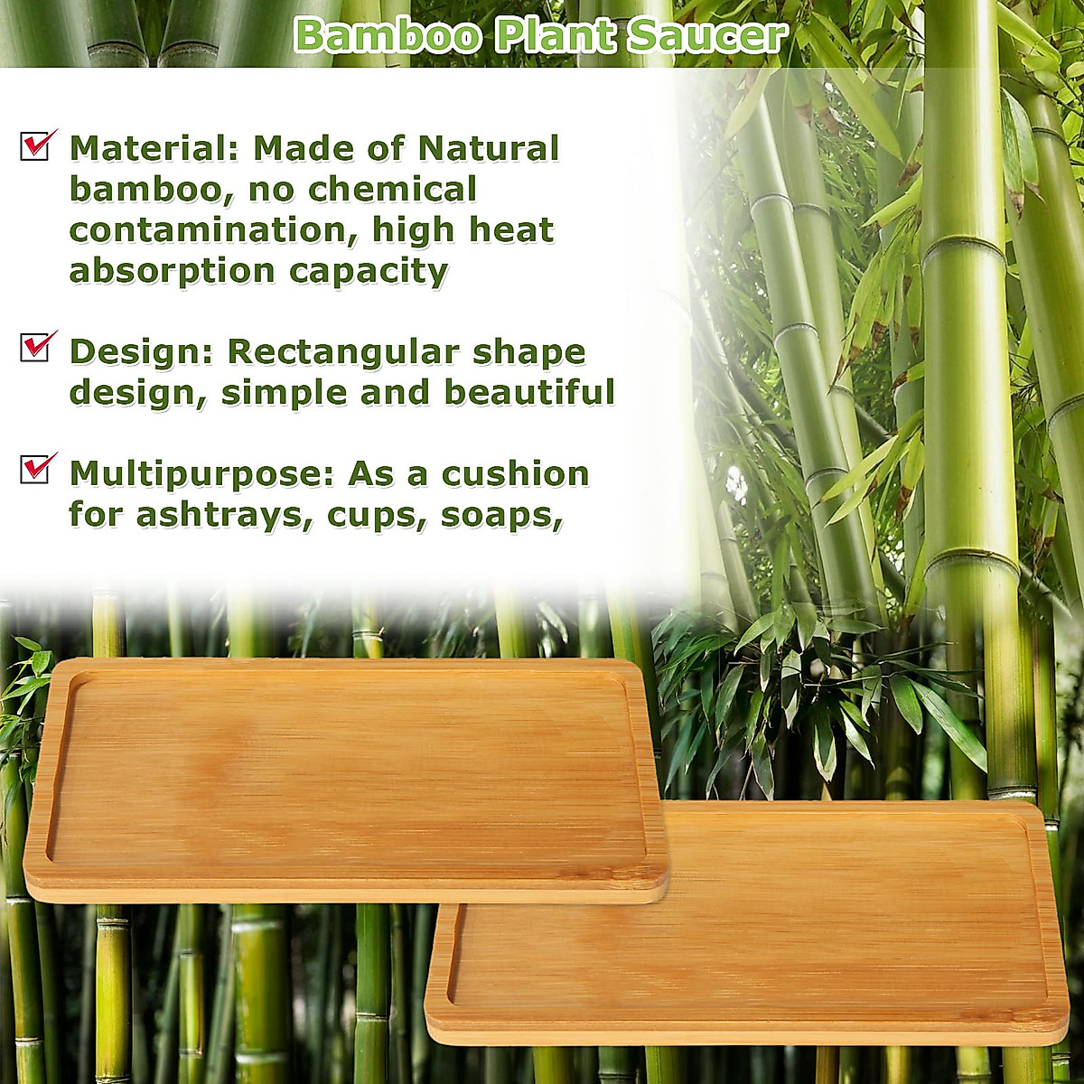 DIRBUY 10PCS Small Bamboo Trays - Bamboo Vanity Tray - Bamboo Tray for Kitchen Counter - Small Bamboo Plant Trays - 7 x 3.4X 0.4inch