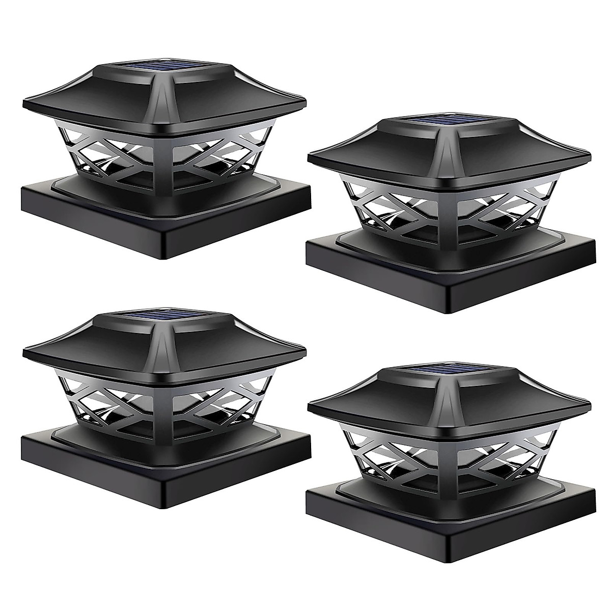 TWINSLUXES Solar Post Cap Lights,25LM Outdoor Fence Post Cap Lights,Waterproof,2 Light Modes,Fit 3.5x3.5/4x4/5x5in Wooden Post or Vinyl,Solar Deck Post Lights for Garden Deck Patio Decoration