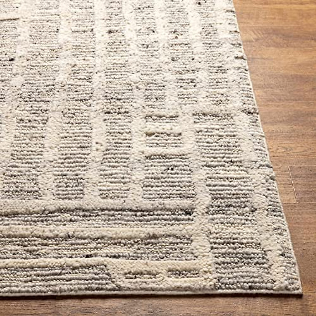 Hauteloom Chapais Wool Living Room, Bedroom Area Rug - Bohemian, Transitional - Gray, LightSlate, Charcoal - 8' x 10'