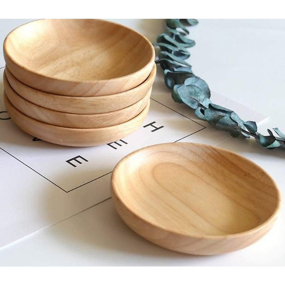 Islandoffer Wood Plate, Wooden Round Tray, Wooden Sushi Soy Dish tray