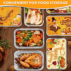 40 PCS Thanksgiving Leftover Containers with Lids,8 Designs Thanksgiving Aluminum To Go Containers Disposable Food Storage Pans for Thanksgiving Hosting & Cookie Exchange Thanksgiving Party Supplies