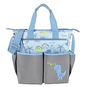 Crossbody Dinosaur Diaper Bag Tote with Changing Station for Baby Boy, 3 Piece Diaper Bag Set (Dinosaurs)