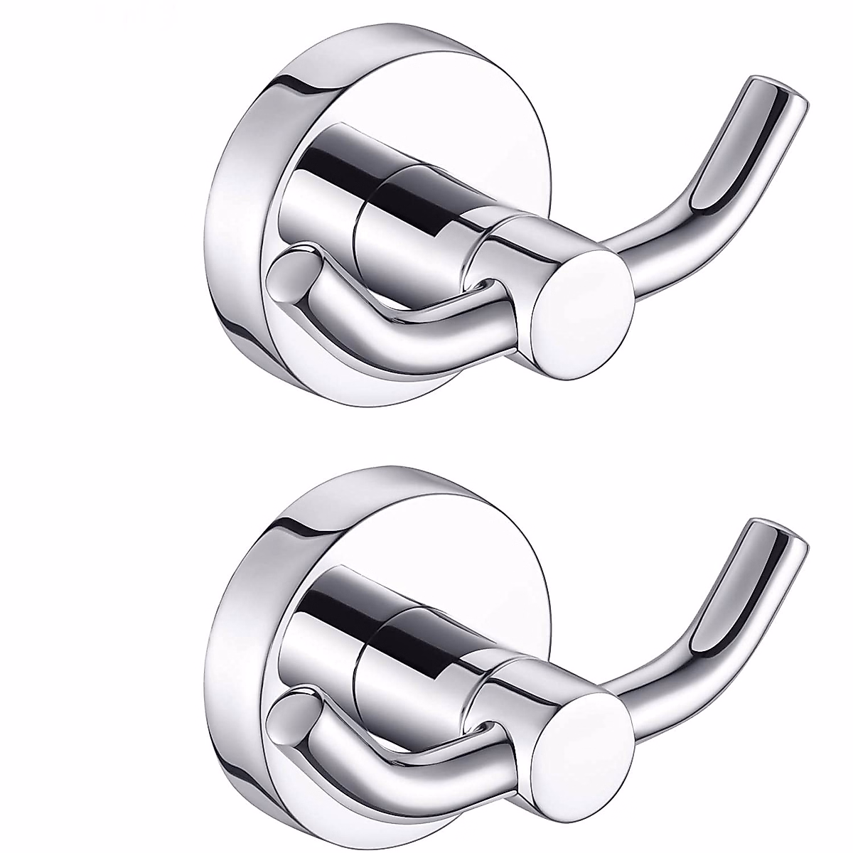 MARMOLUX ACC - 2pack Chrome Bathroom Hooks for Towels | Modern Double Towel Hook Design Ideal for use as Robe & Towel Hooks, Shower Wall Hooks or Kitchen Hooks - Over Door Hooks - Adhesive Hooks