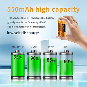 8 Pack 550mAh Nimh Rechargeable Battery, 1.2V HHR-55AAABU AAA Replacement Battery for Panasonic Cordless Phone