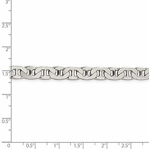 Solid 925 Sterling Silver 6.5mm Anchor Mariner Link Chain Necklace - with Secure Lobster Lock Clasp 20"