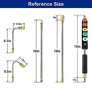 LadyRosian 9pcs Pressure Washer Wand Extension - 10ft Replacement Lance with 6 Spray Nozzle Tips - 1/4''Quick Connect, 45° 90° Curved Rod, 4000PSI
