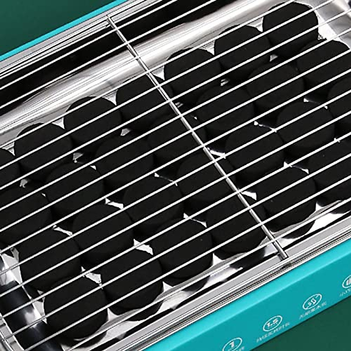 Charcoal Grill, Portable Charcoal Grill, Single Use Compact Detachable Stainless Steel Portable Barbecue Smoker Grill, Compact and Lightweigh and Portable, for Outdoor Camping Barbecue Picnic(BLU